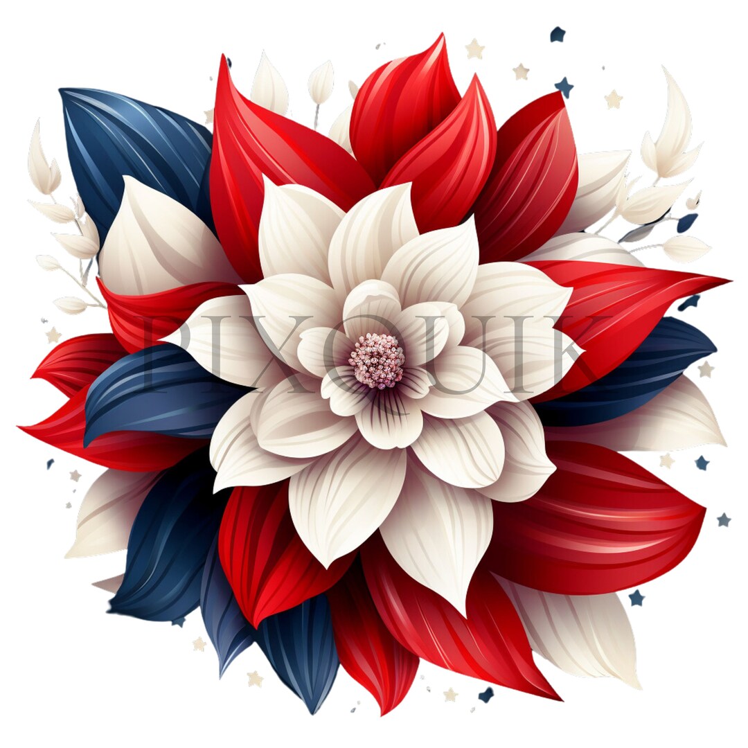 4th of July Flower Clipart | 10 High Quality Jpgs | Commercial Use ...