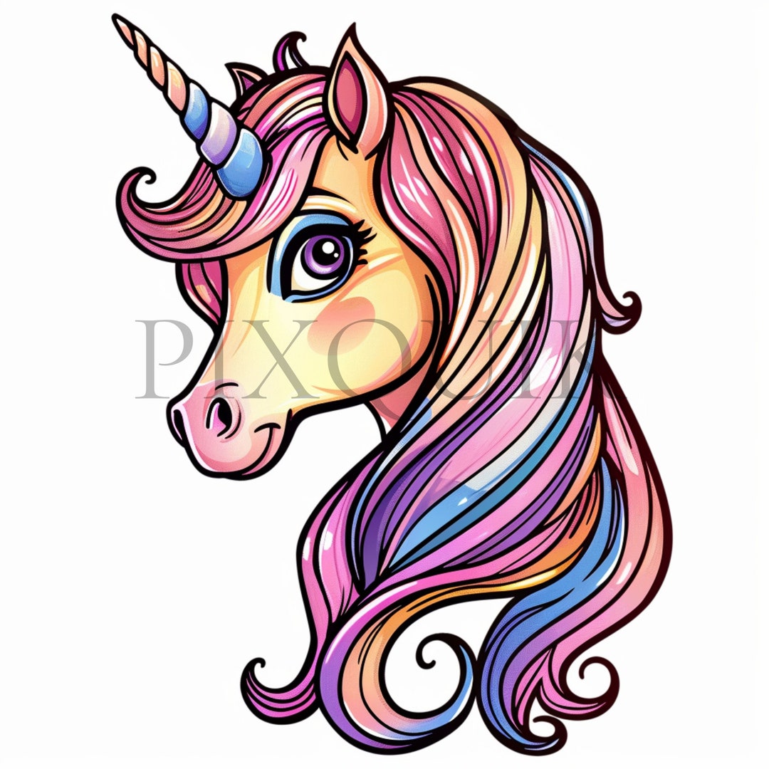 Rainbow Unicorn Head Clipart | 10 High Quality Jpgs | Unicorn Graphic ...