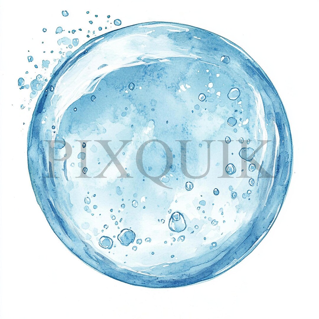 Watercolor Water Bubble Clipart | Marine Life Illustration (JPG & PNG ...