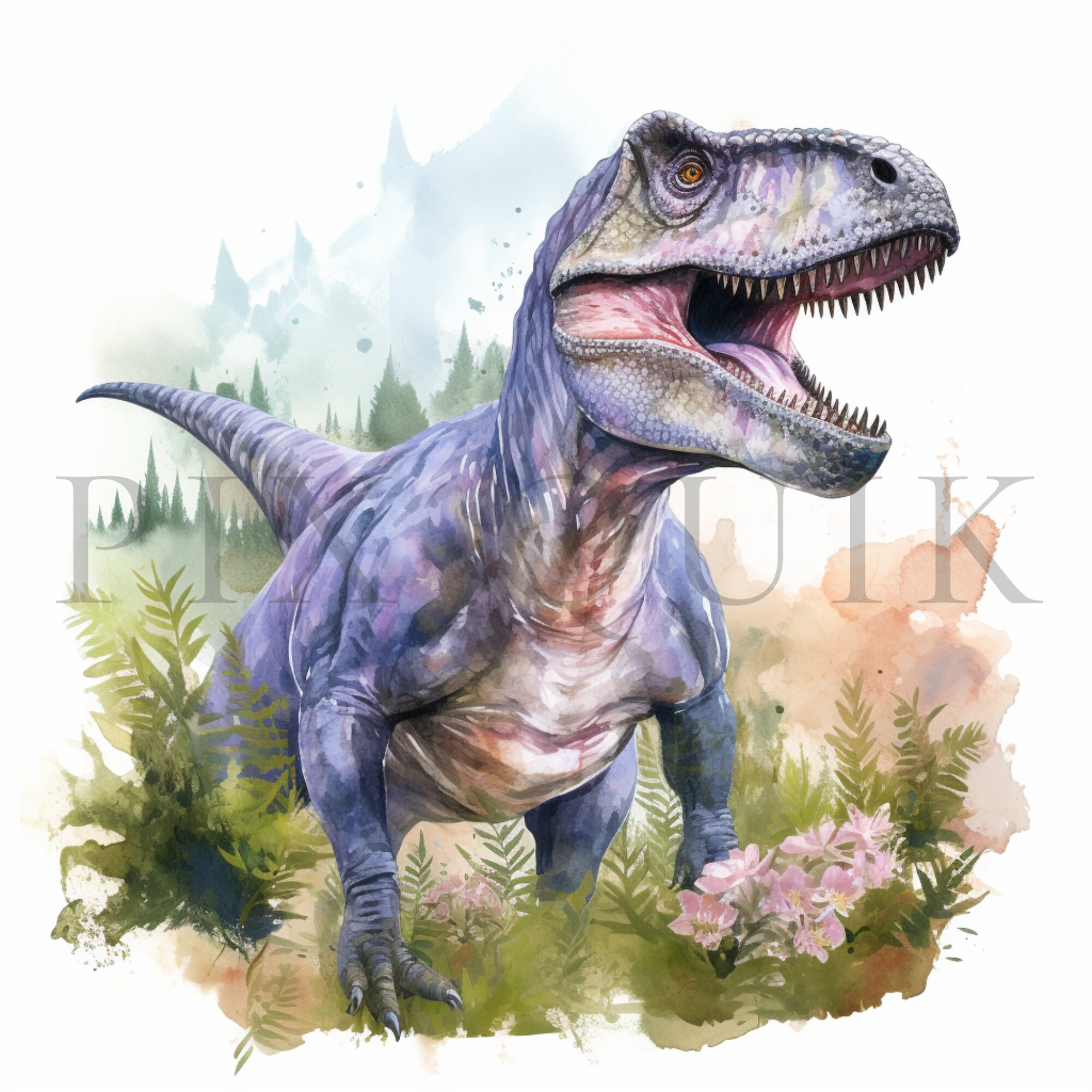 Watercolor Dinosaur Clipart – High Quality Jpgs, Card Making (digital ...