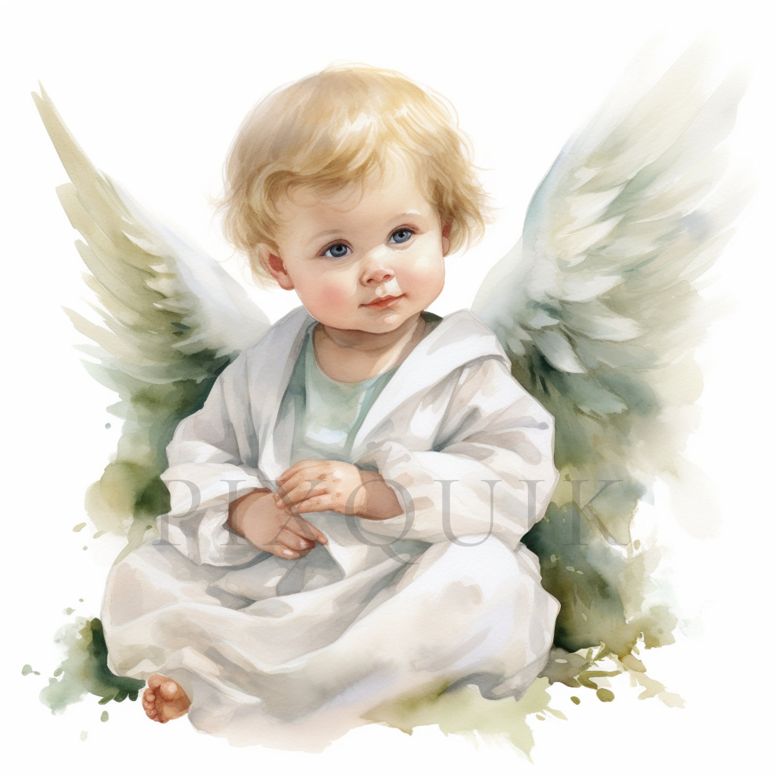 Watercolor Little Angel Clipart 10 High Quality Jpgs Angel Clipart ...