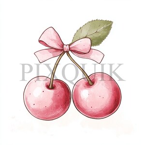 Cute Cherries Clipart | 10 High Quality Jpg's and PNG | Pink Twin ...
