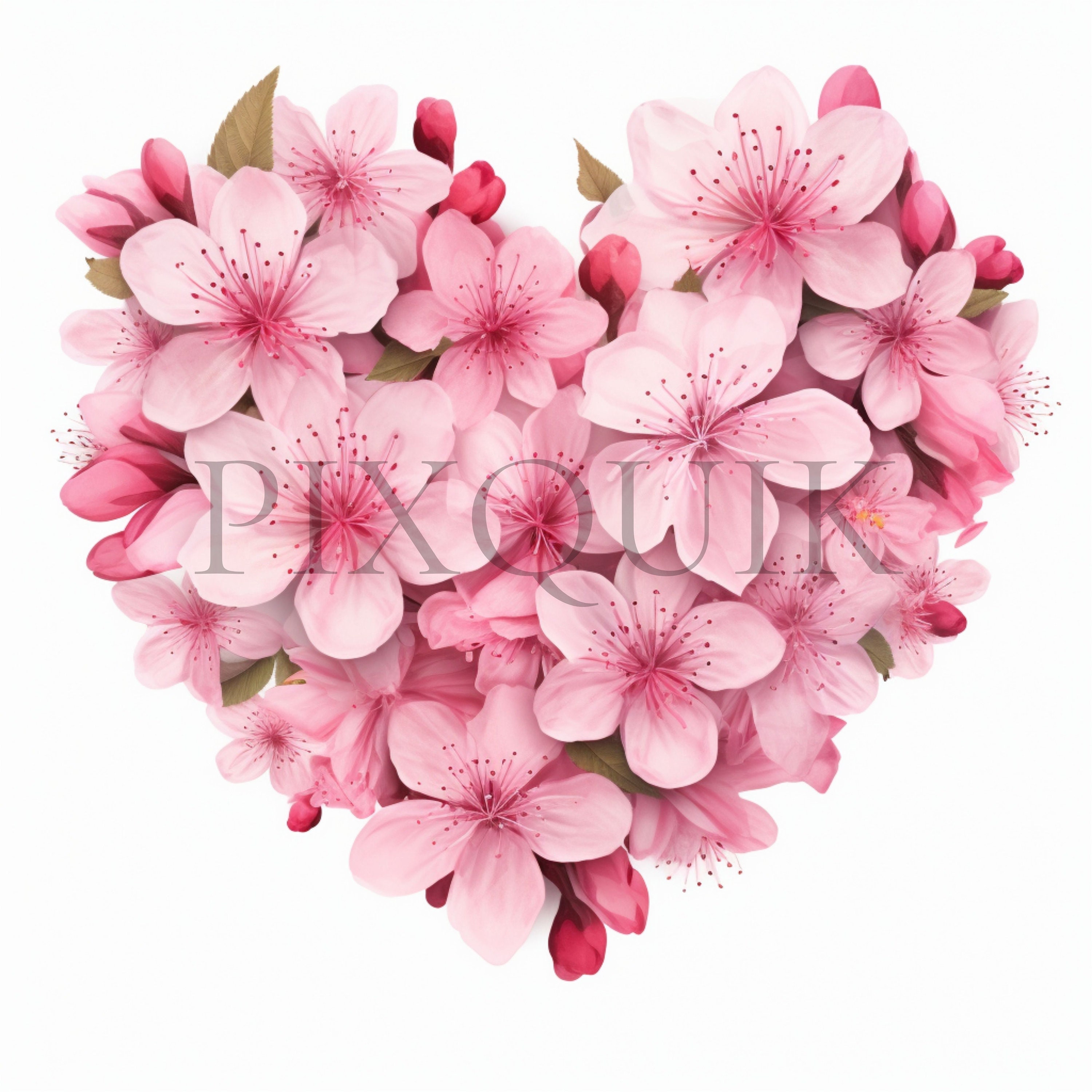 Floral Heart Cherry Blossom Clipart | Romantic Art (JPG) - Etsy