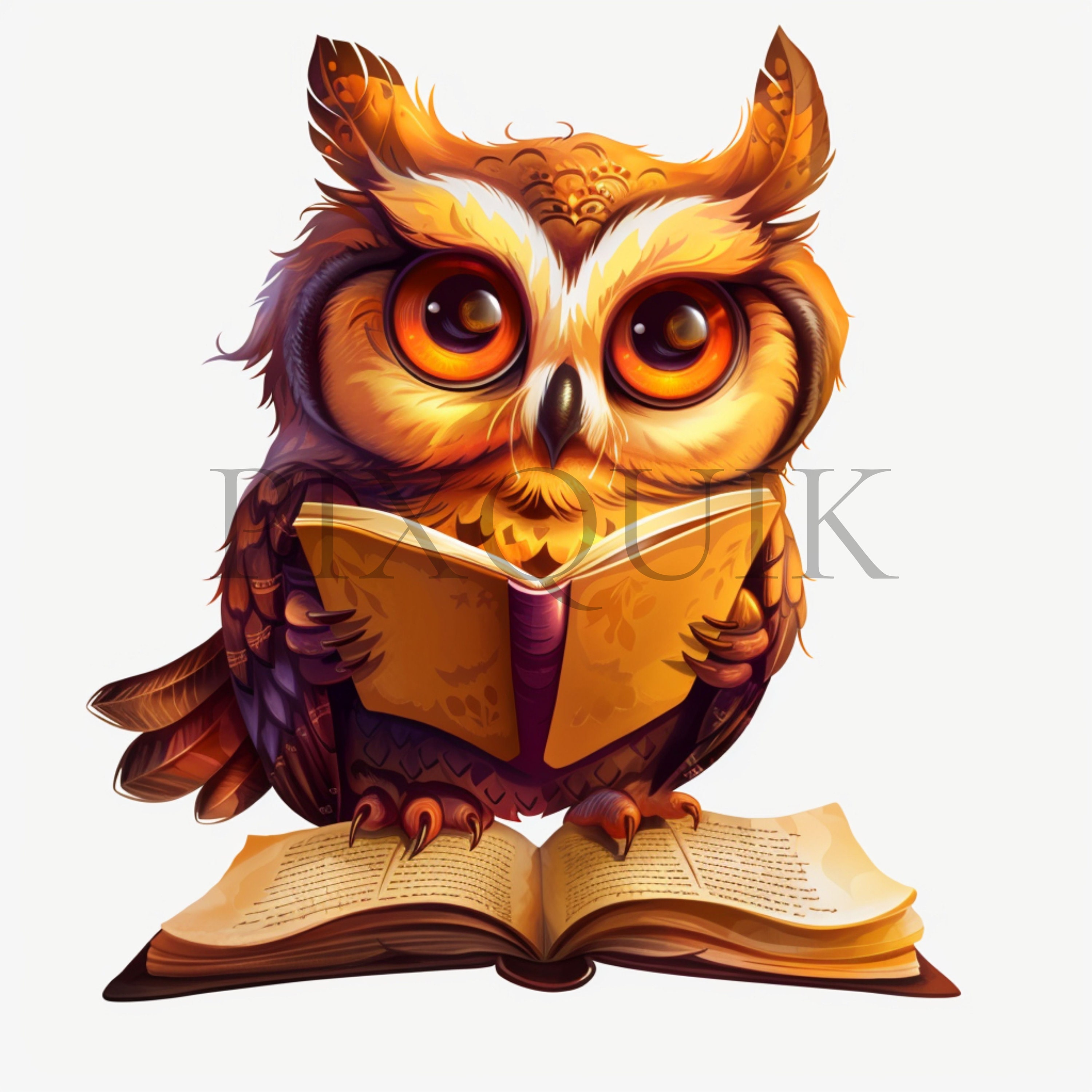 Cute Baby Owl Reading Book Clipart 10 High Quality Jpgs Cute Owl ...