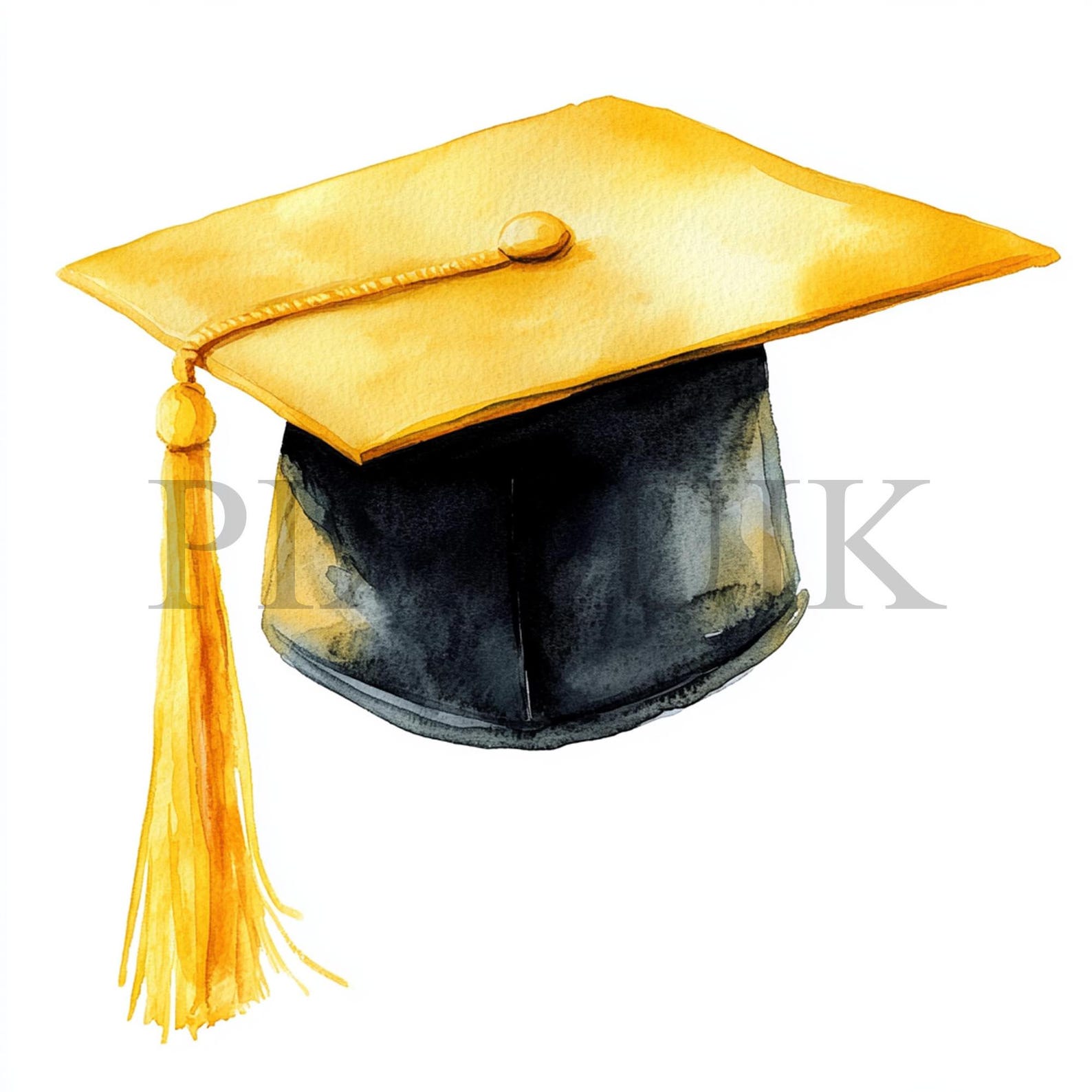 Watercolor Graduation Cap Clipart | Light Yellow, 10 JPG Files (digital ...