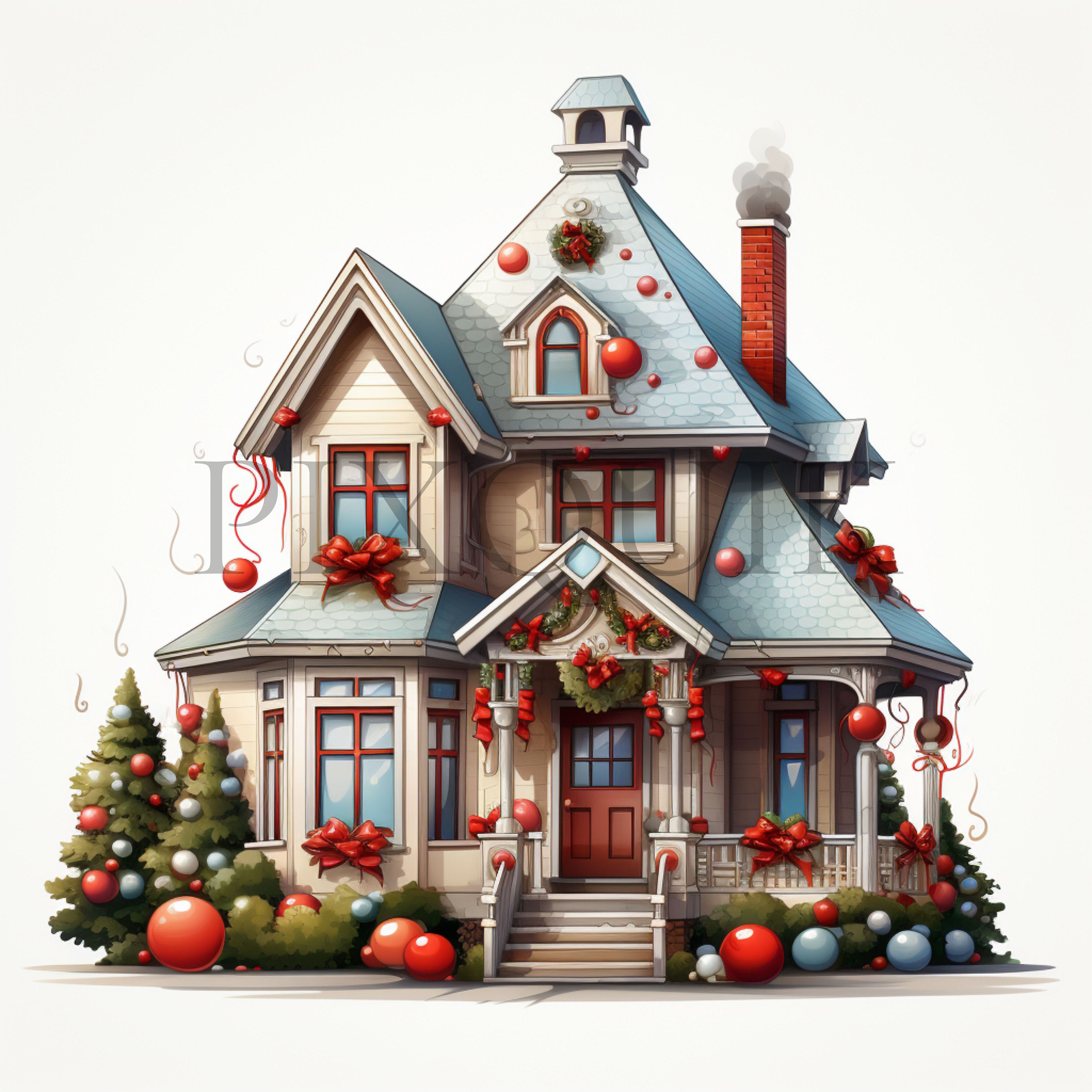 Holiday House Clipart | 10 High Quality Jpg's | Digital Download ...
