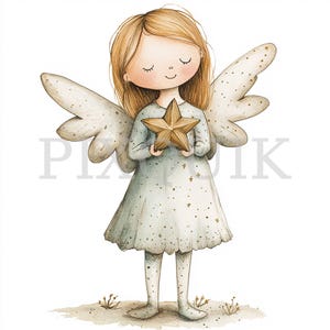 Whimsical Christmas Angel Clipart | 6 Clipart Files | Card Making ...