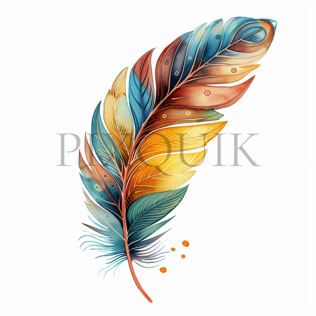 Boho Feather Clipart | 10 High Quality JPG | Commercial Use, Instant ...