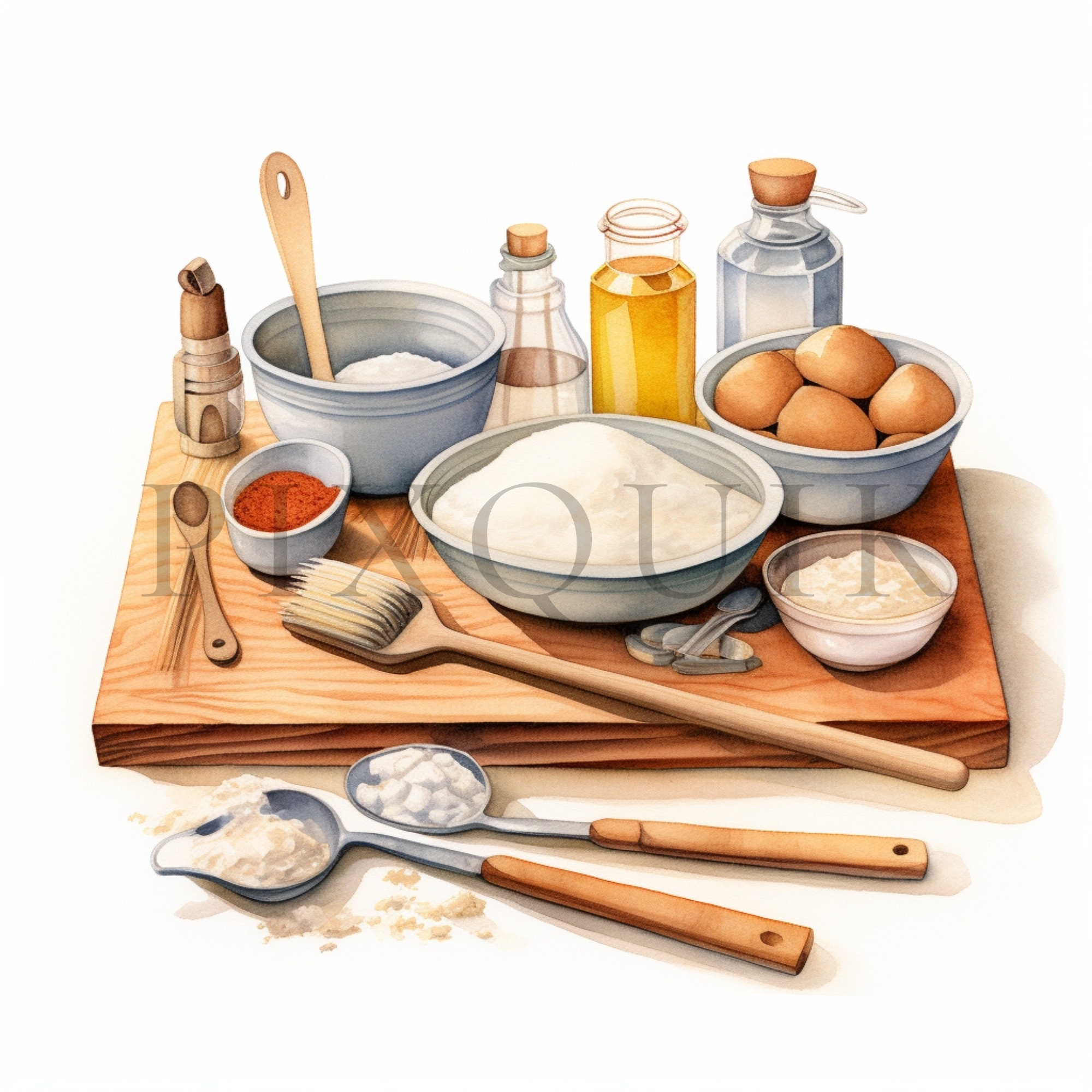 Watercolor Baking Clipart 10 High Quality Jpgs Digital Download Baking ...