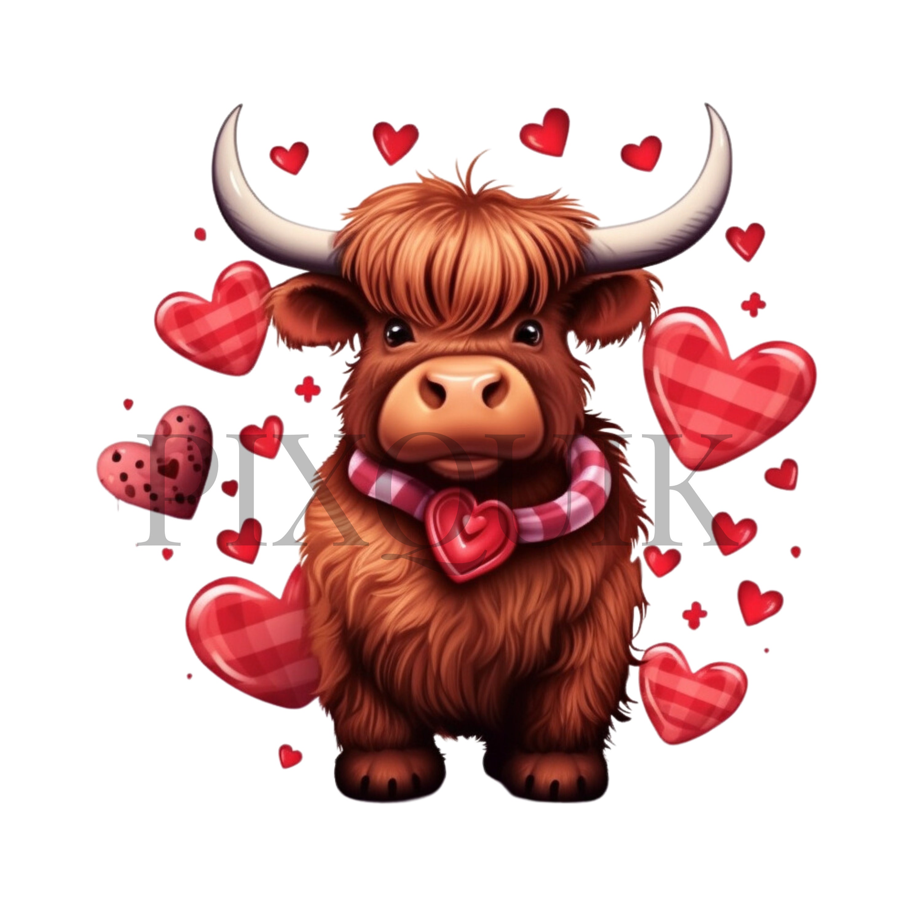 Valentines Highland Cow Clipart Bundle Scottish Highland Cow Set of 10 ...