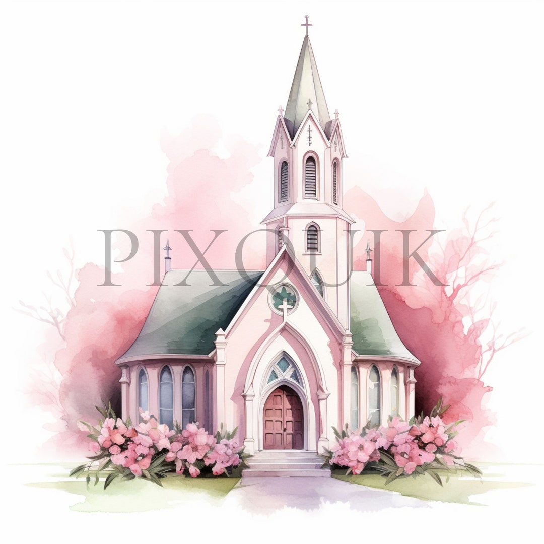 Church Watercolor Clipart Set | 10 High Quality Jpgs | Elegant Church ...