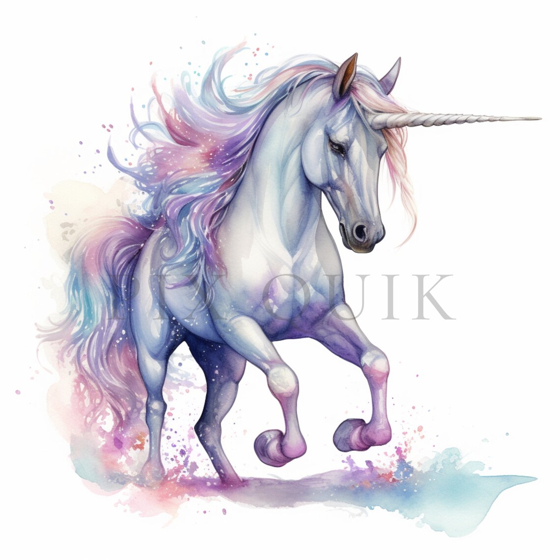 Watercolor Unicorn Clipart – High Quality JPG Images (digital Download ...