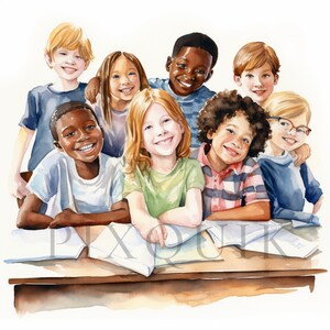 Watercolor Student Clipart: Diverse Learning Images (digital Download ...