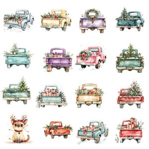 Watercolor Christmas Truck Clipart | Festive PNG Bundle (digital ...