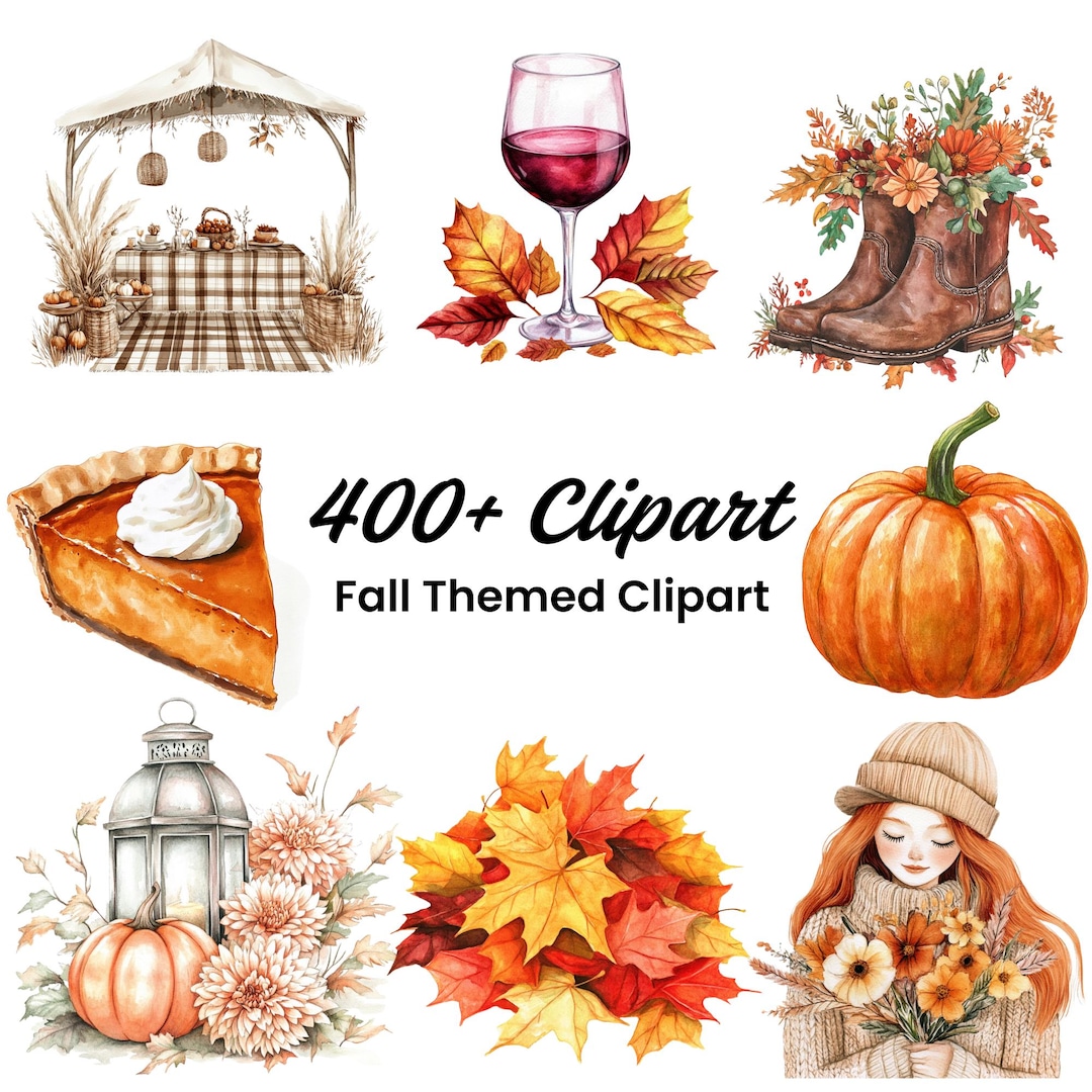 Fall Bundle Clipart - 400+ High Quality Jpgs | Digital Download ...