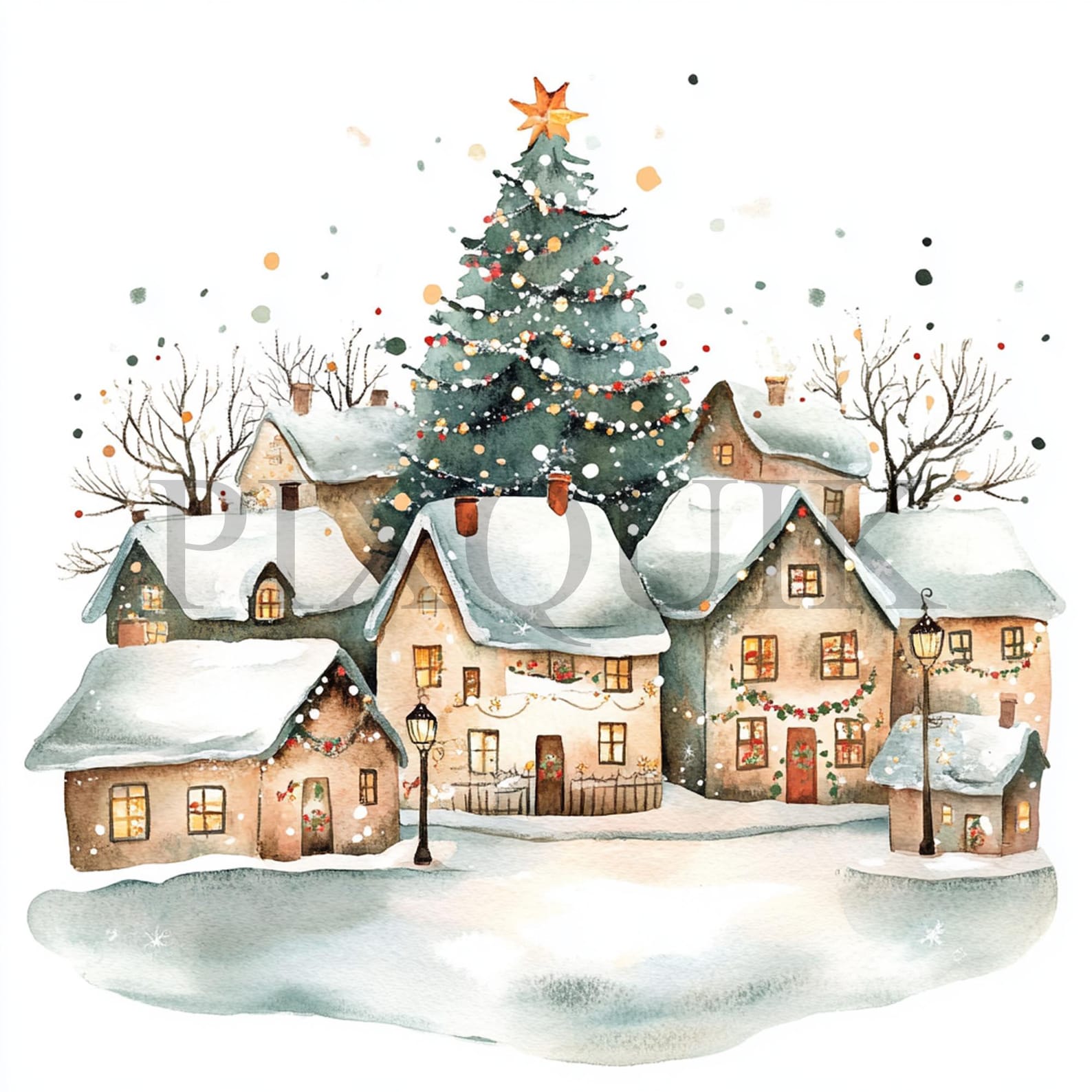Vintage Christmas Village Clipart 10 High Quality Jpg's and PNG Holiday ...