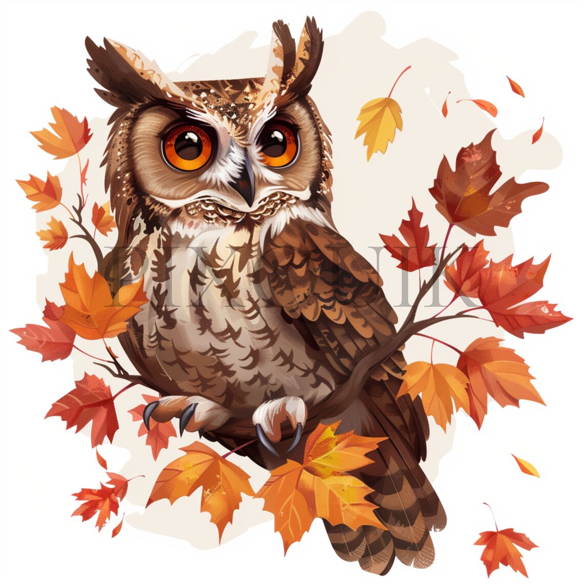 Autumn Owl Clipart | Fall Bird JPG Graphics (digital Download) - Etsy