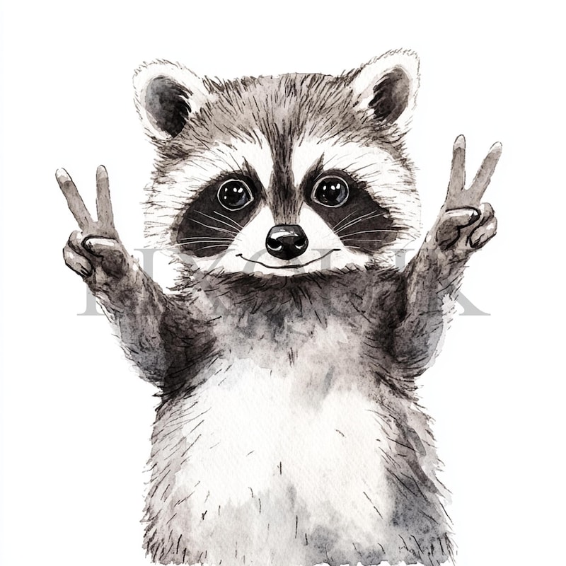 Raccoon Clipart - Etsy