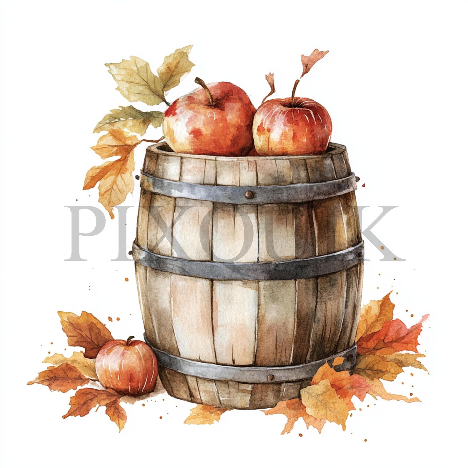 Watercolor Apple Cider Barrel Clipart: Autumn Decor (JPG & PNG) - Etsy