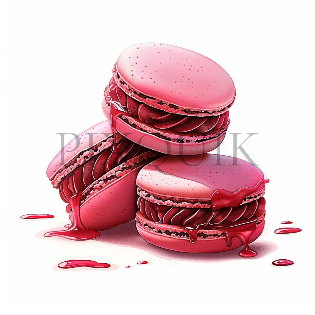 Pink Macarons 10 High Quality JPG Watercolor Pink Macarons Macaron ...