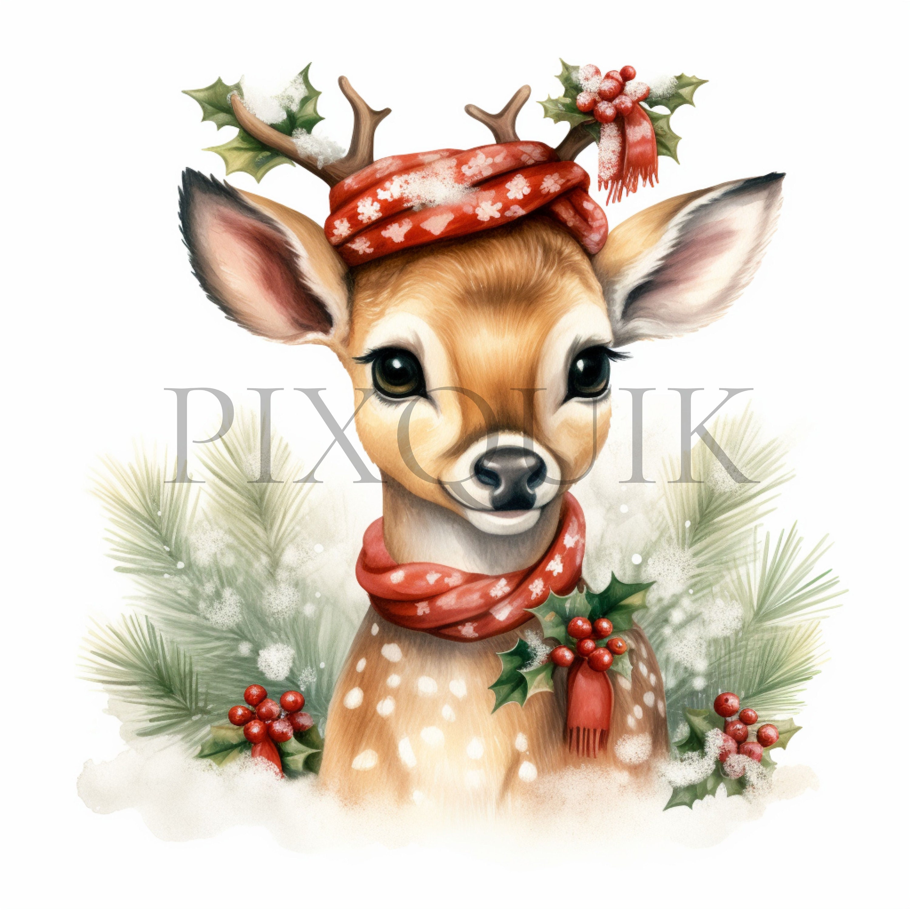 Christmas Fawn Clipart 10 High Quality Jpg's Digital Download Holiday ...