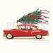 Vintage Christmas Car Holiday Retro Clipart | 10 PNG Files | Card ...