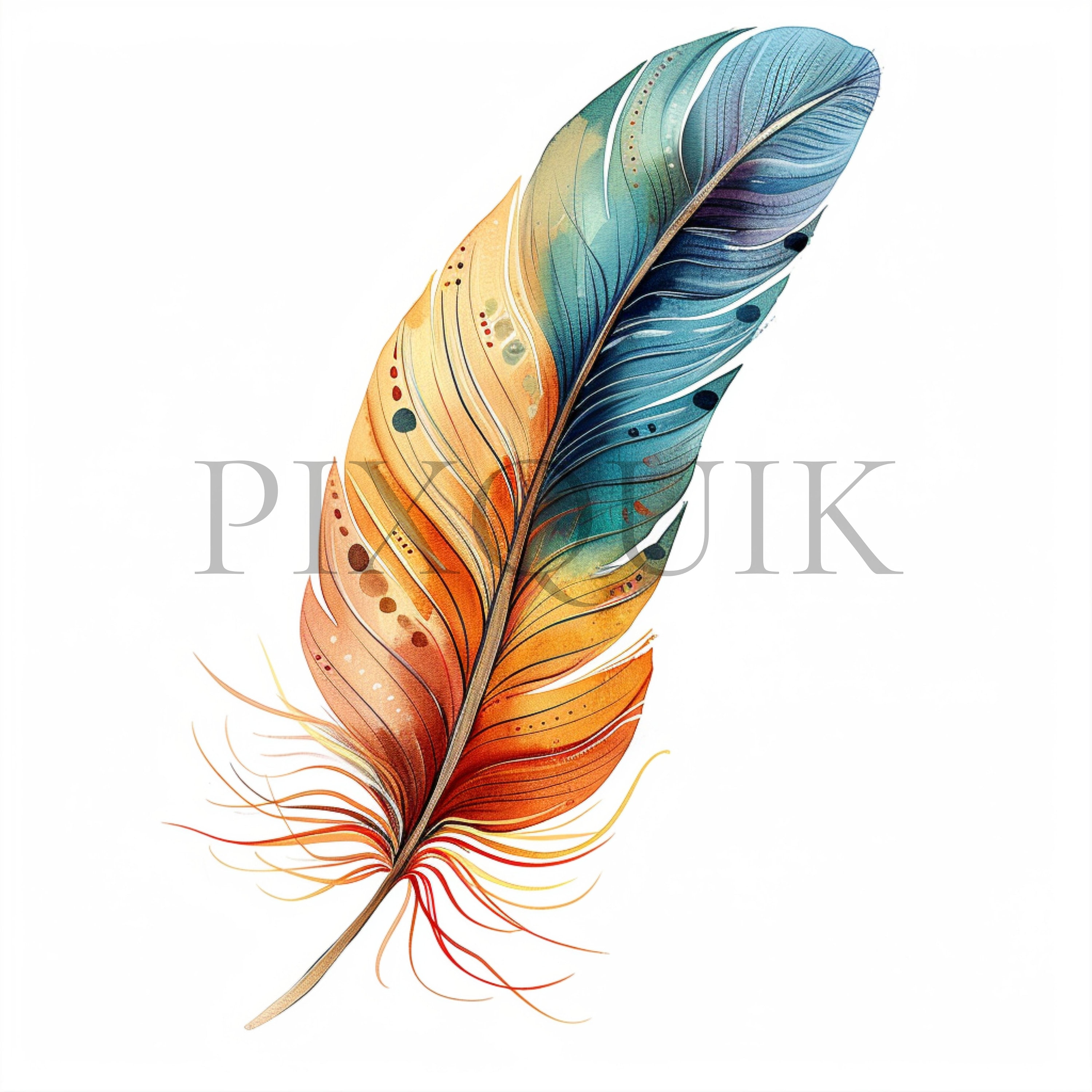Boho Feather Clipart 10 High Quality JPG Commercial Use, Instant ...
