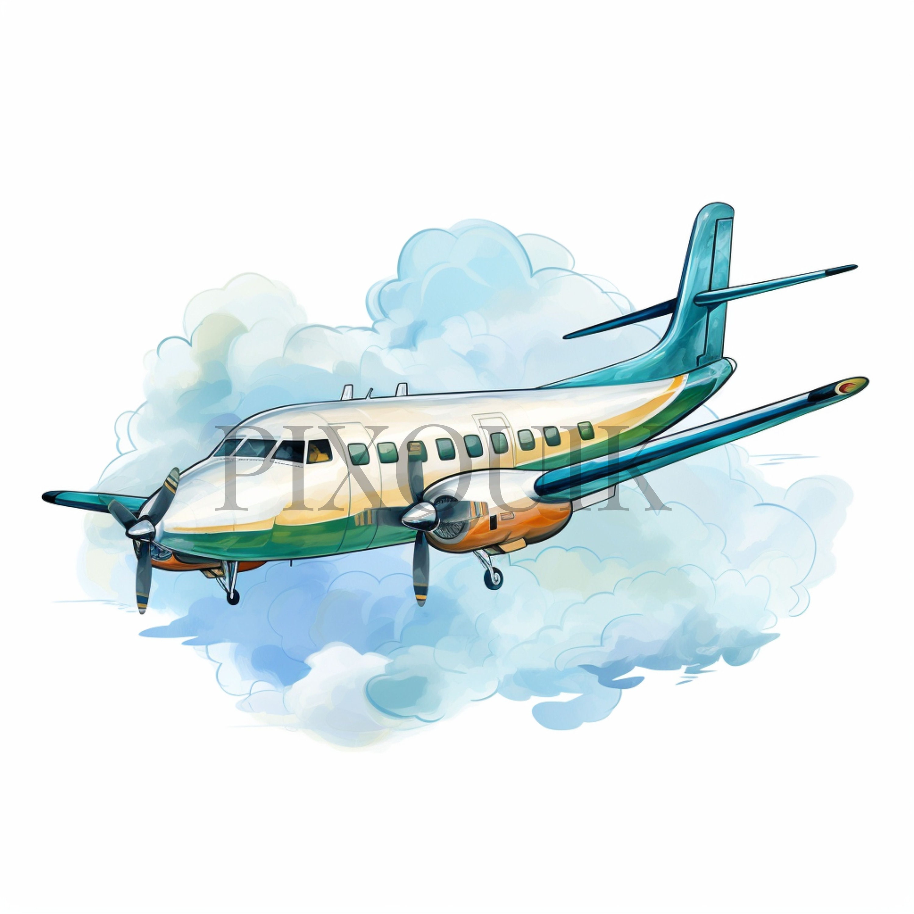Watercolor Airplane Clipart 10 High Quality Jpgs Airplane Clip Art ...
