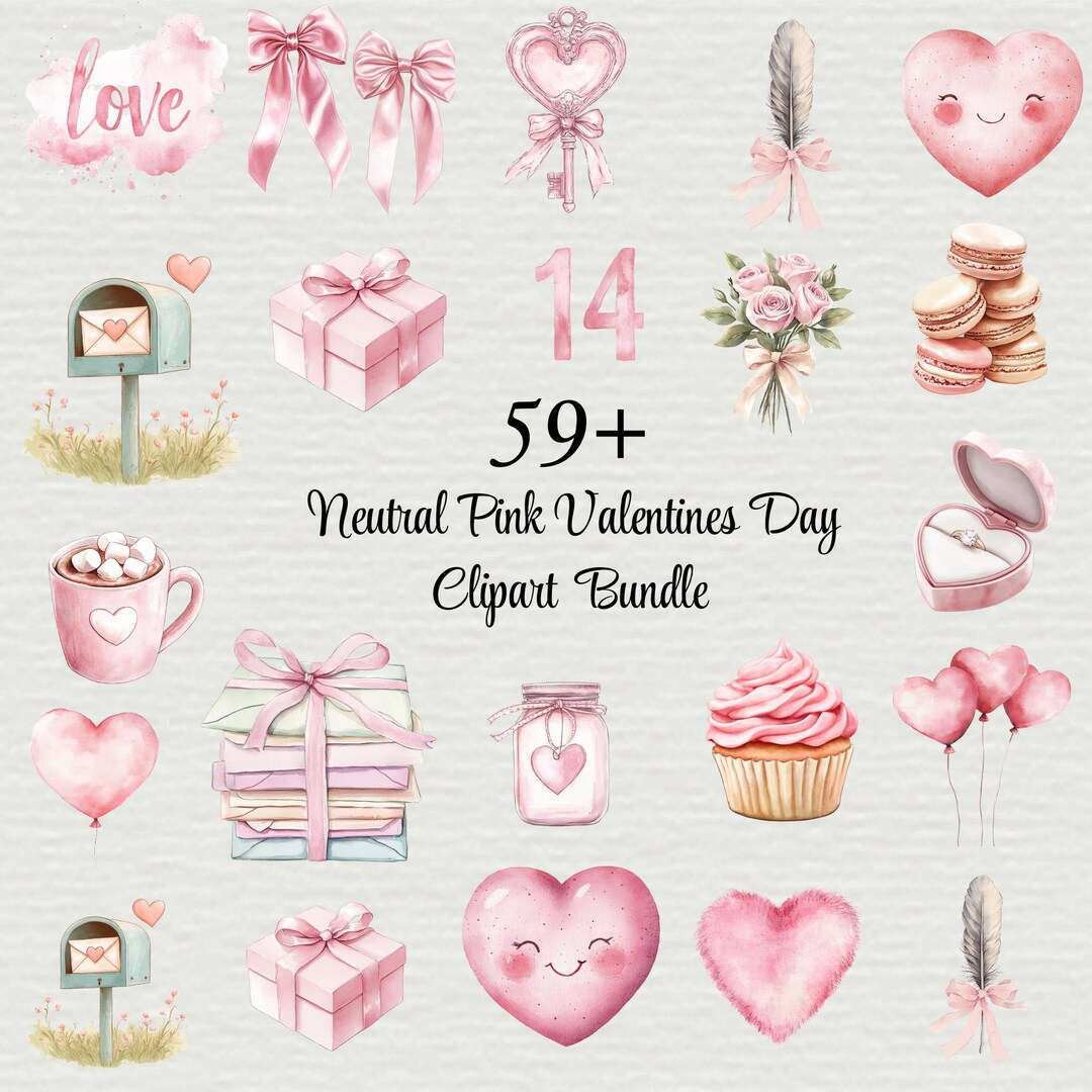 Neutral Pink Valentine's Day Clipart | 59 Valentine Clip Art | Card ...