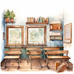 Watercolor Classroom Clipart | Back to School Decor (digital Download ...