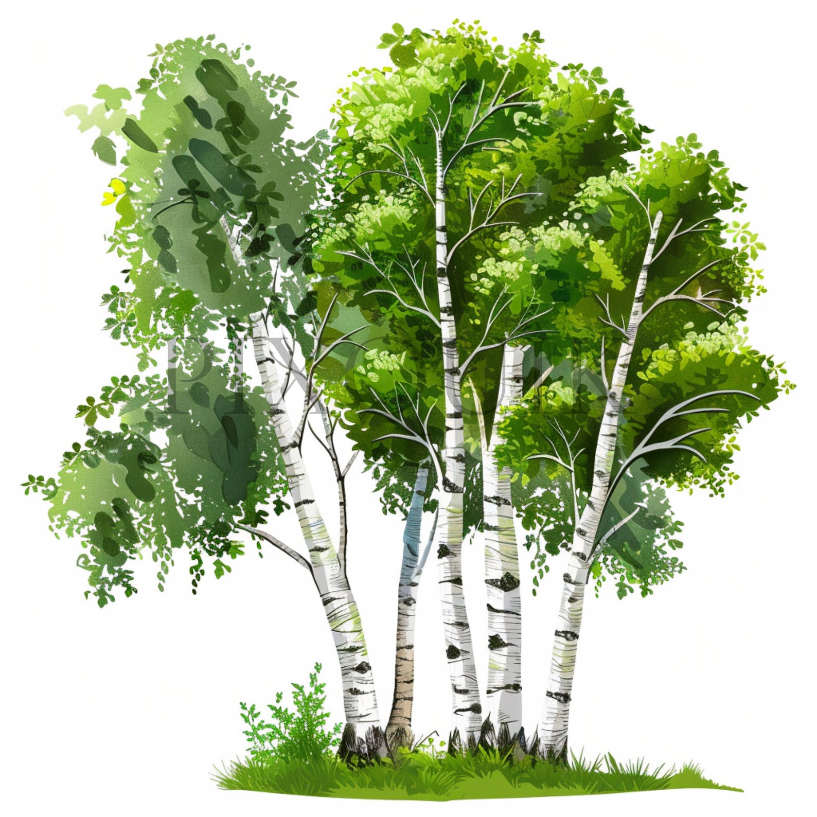 Birch Trees Clipart 10 High Quality Jpgs Botanical Art Digital Download ...