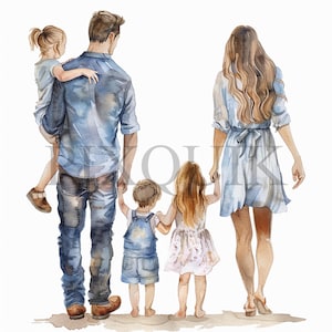 Watercolor Family Clipart: Reunion Art, Custom Portrait (digital ...