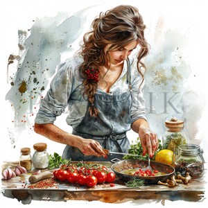 Watercolor Cooking Clipart | 10 High Quality Jpgs | Instant Digital ...