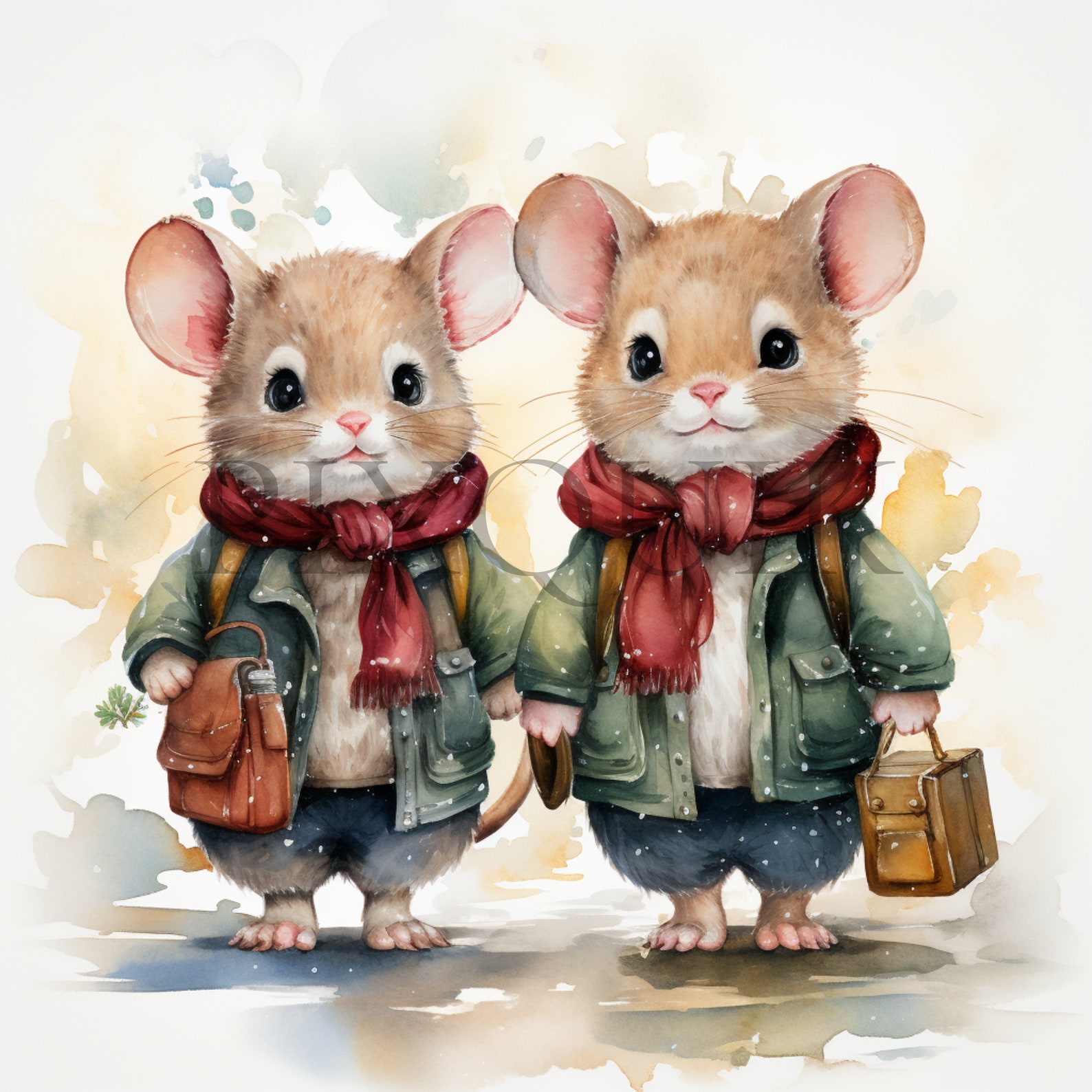 Christmas Mouse Clipart | Holiday Mice JPG Graphics (digital Download ...
