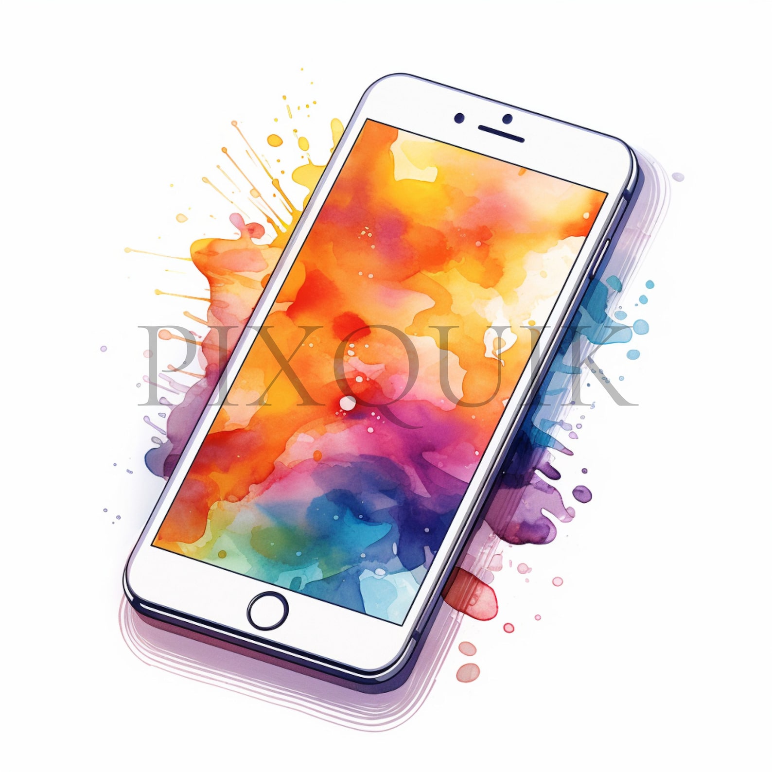 Watercolor Smartphone Clipart Set | Colorful Mobile Phone Art (digital ...