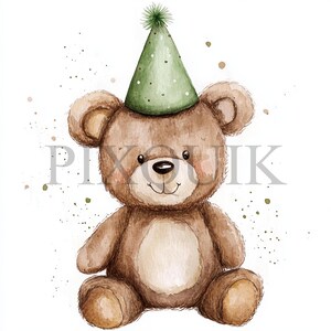 Teddy Bear With Party Hat Clipart | 10 Jpg's Files and PNG | Card ...