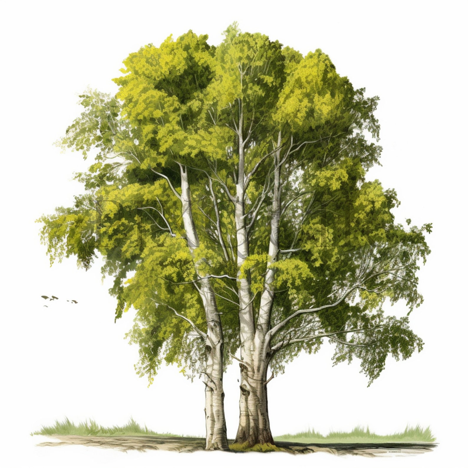 Poplar Tree Illustration | High-quality JPG Clipart (digital Download ...