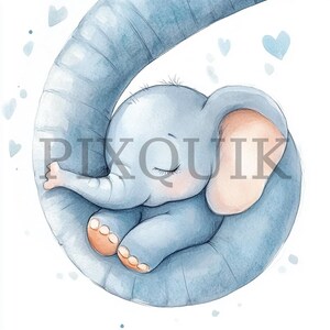 Sleeping Elephant Baby Boy Clipart | 21 High Quality Clipart | Adorable ...