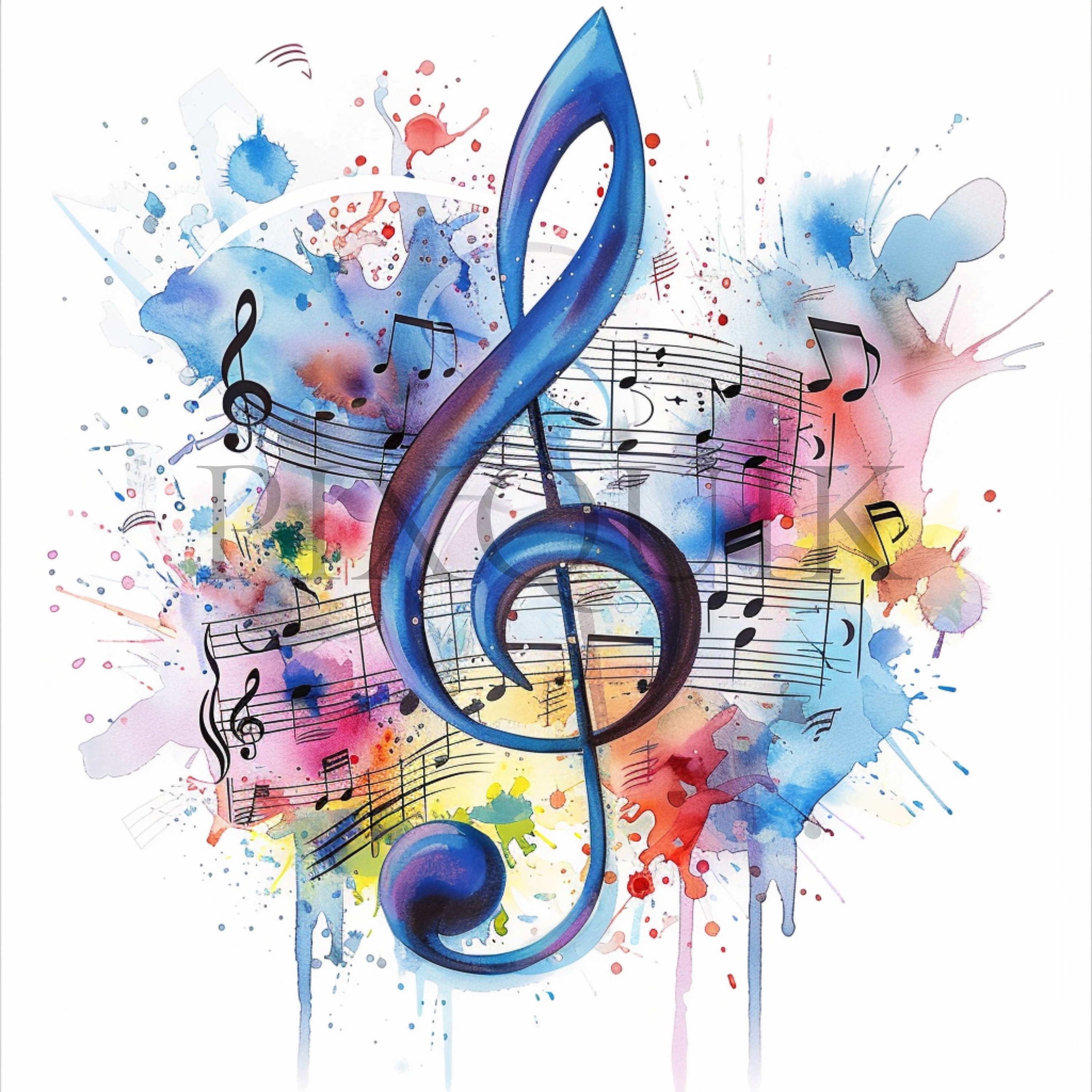 Watercolor Music Notes Clipart | High Resolution Jpgs (digital Download ...