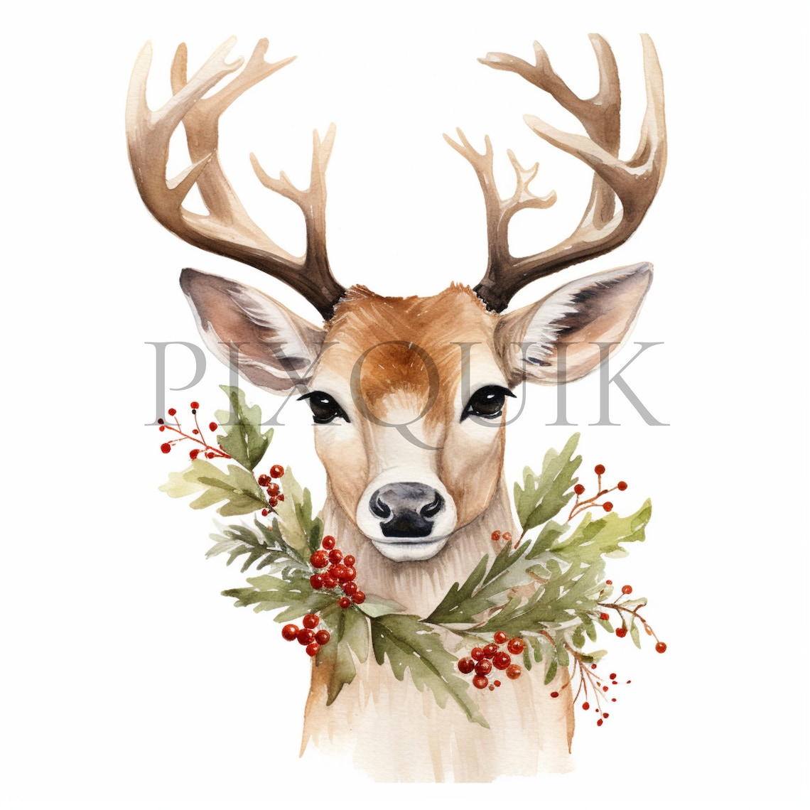 Watercolor Reindeer Clipart | Holiday Animals, Christmas Decor (digital ...