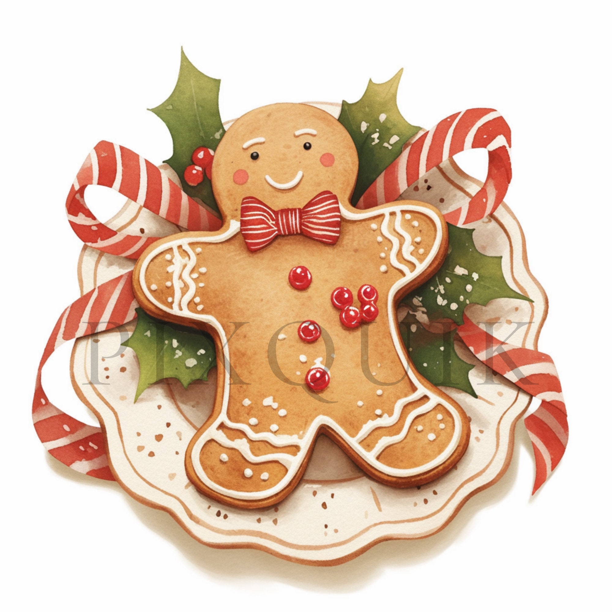 Gingerbread Man Christmas Clipart | Holiday Cookie Jpgs (digital ...