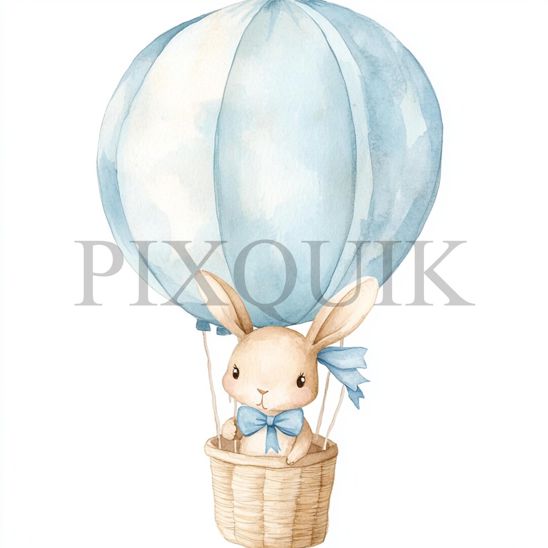 Bunny With Air Balloon Clipart | 10 Jpg's and PNG Files | Card Making ...