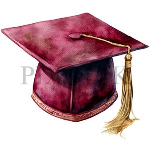 Maroon Graduation Cap Clipart - 10 High Quality Jpgs | Digital Download ...