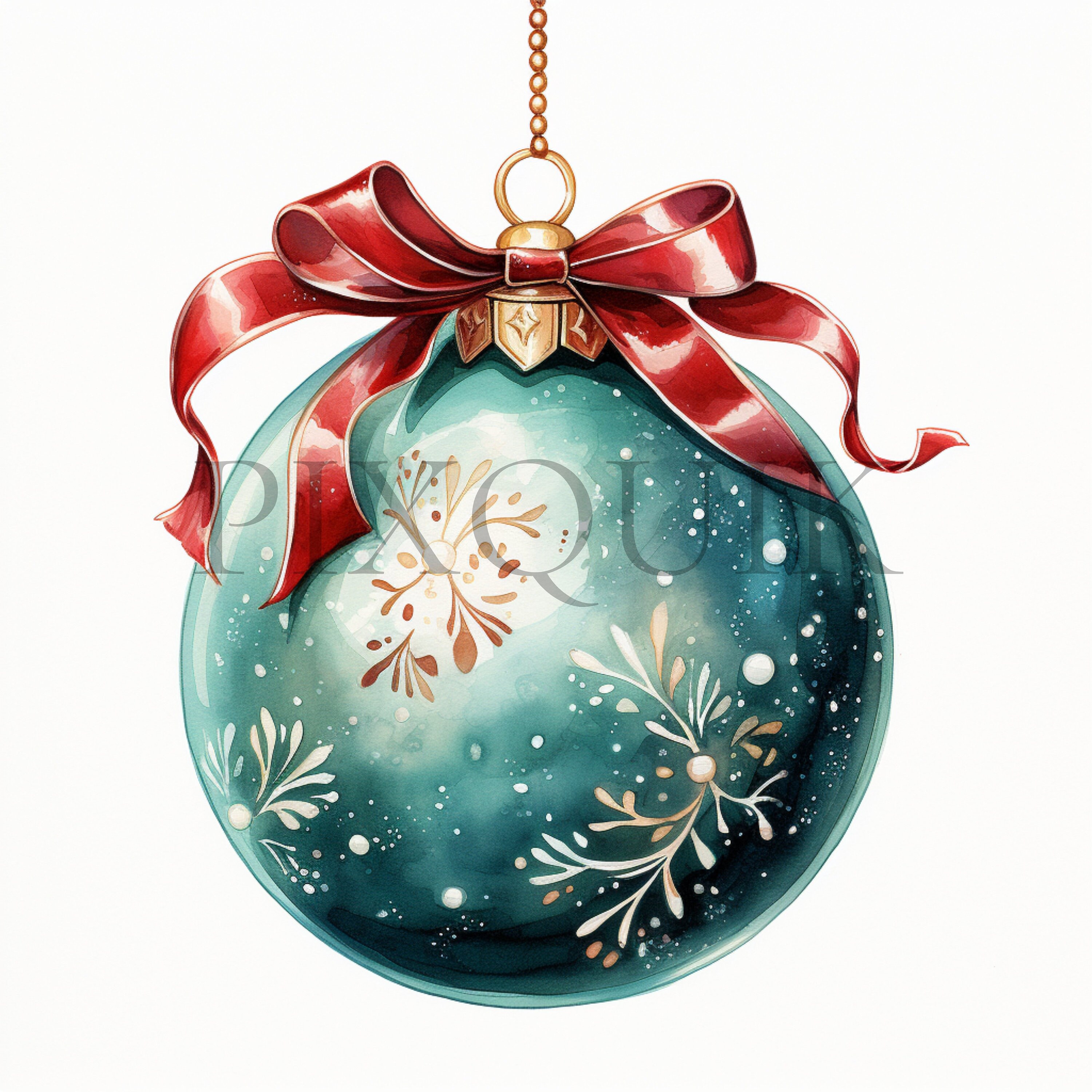 Watercolor Christmas Ornament Clipart | Holiday Ball JPG (digital ...