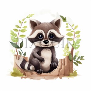 Raccoon Clipart | Woodland Animal Clipart | 10 High Quality JPG | Cute ...