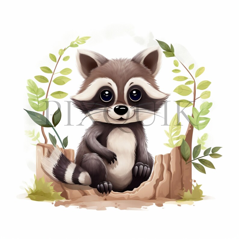 Cute Raccoon Clipart | Woodland Animal Art, Card Making (digital ...