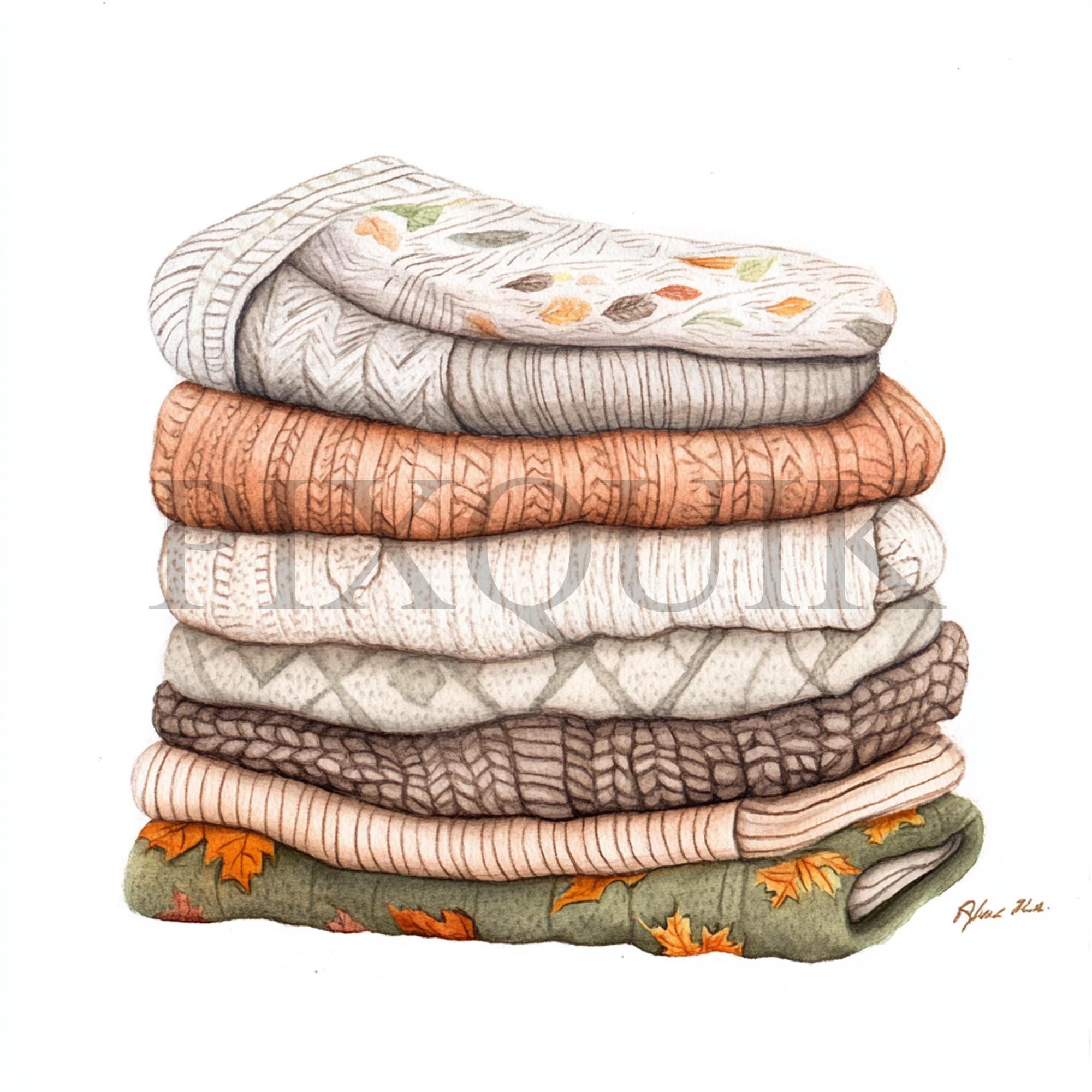 Watercolor Autumn Sweaters Clipart: Cozy Fall Fashion Art (JPG Digital ...