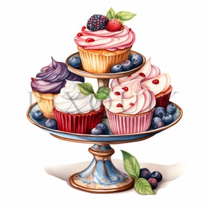 Cupcake Stand Clipart 10 High Quality Jpgs Digital Download Bakery ...