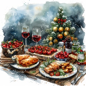 Christmas Dinner Clipart | 10 High Quality Jpg's | Digital Download ...