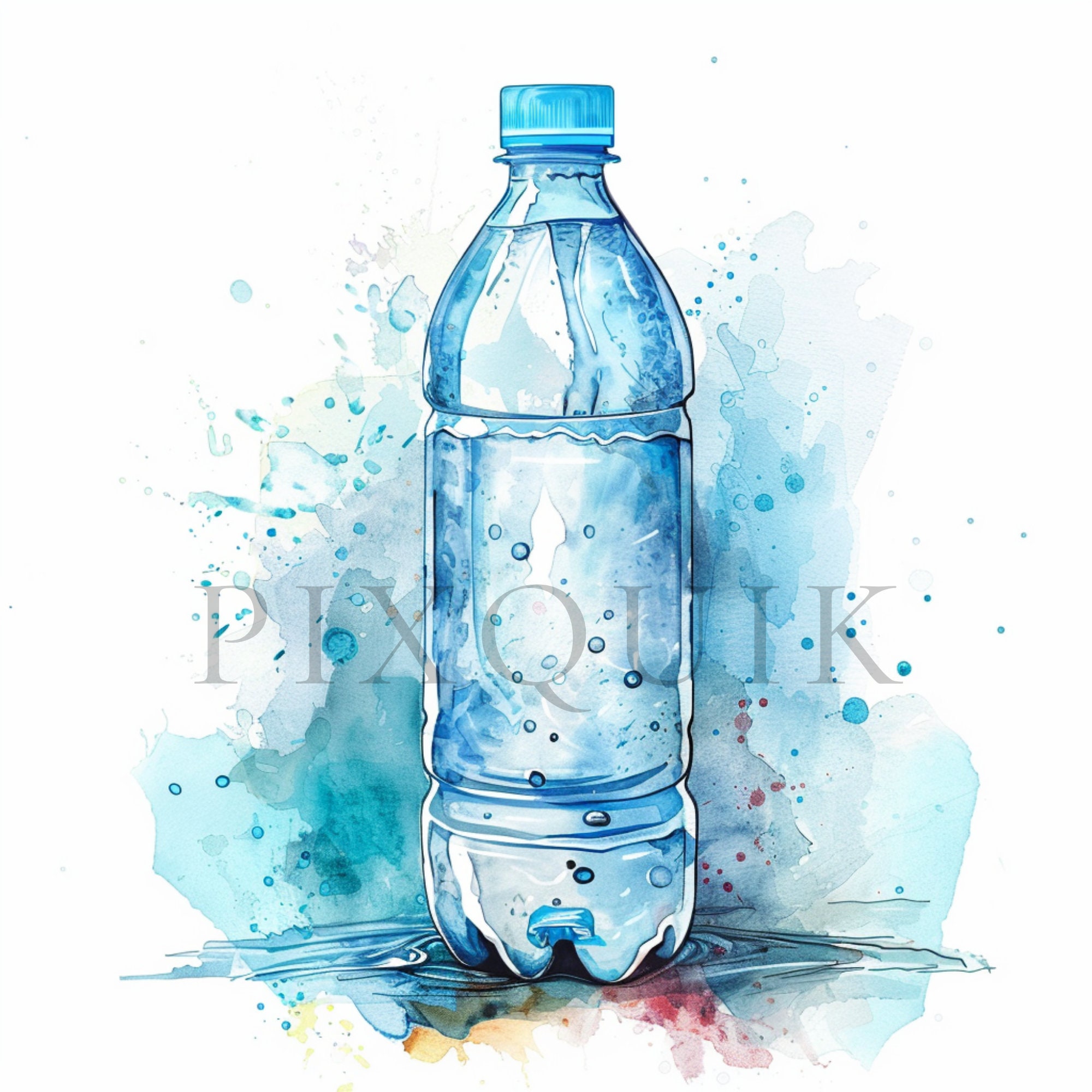 Watercolor Water Bottle Clipart 10 High Quality Jpgs Instant Digital ...